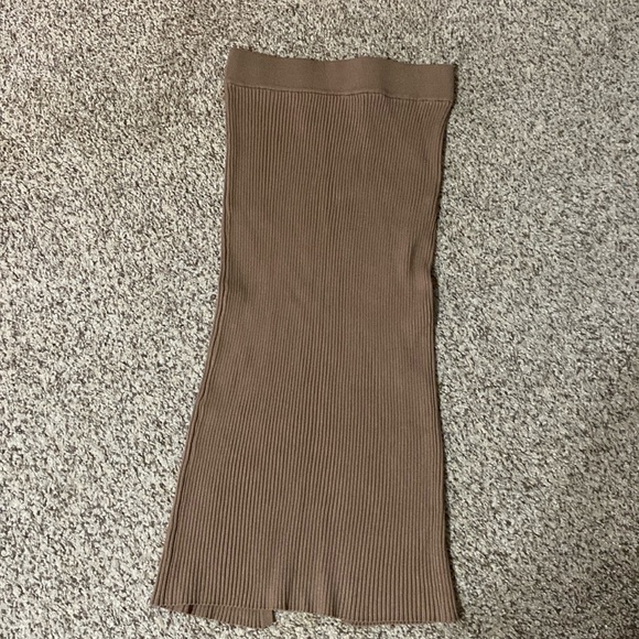 H&M | Skirts | Hm Light Brown Dark Tannish Ribbed Sweater Skirt | Poshmark